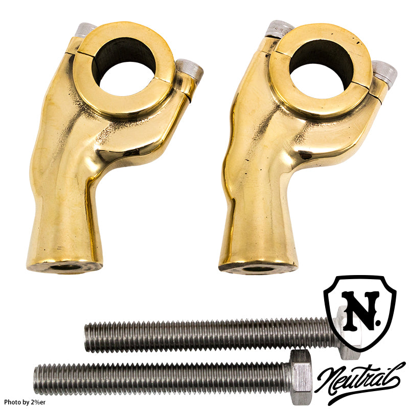 3inch Ribbed Pullback Riser / Brass for 1inch Handle